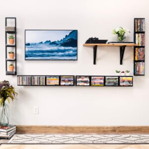 You Have Space Wall Mount 34 Inch Media Storage Rack CD DVD Organizer Metal Floating Shelf Set of 2 Black