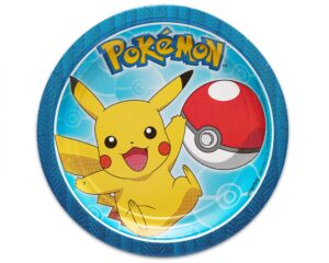 vibrant multicolor pokemon round plates - 7" (pack of 8) - fun, durable design - perfect for kids' parties and celebrations