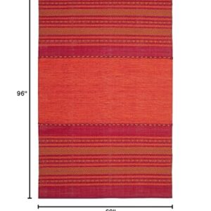 SAFAVIEH Montauk Collection Area Rug - 5' x 8', Orange & Red, Handmade Flat Weave Cotton, Ideal for High Traffic Areas in Living Room, Bedroom (MTK215A)