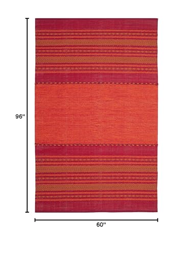 SAFAVIEH Montauk Collection Area Rug - 5' x 8', Orange & Red, Handmade Flat Weave Cotton, Ideal for High Traffic Areas in Living Room, Bedroom (MTK215A)