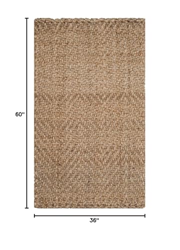 SAFAVIEH Natural Fiber Collection Accent Rug - 3' x 5', Natural, Handmade Jute, Ideal for High Traffic Areas in Entryway, Living Room, Bedroom (NF265A)