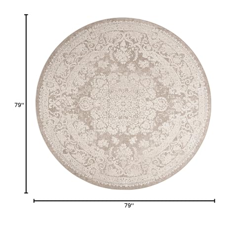 SAFAVIEH Reflection Collection Area Rug - 6'7" Round, Beige & Cream, Vintage Distressed Design, Non-Shedding & Easy Care, Ideal for High Traffic Areas in Living Room, Bedroom (RFT664A)