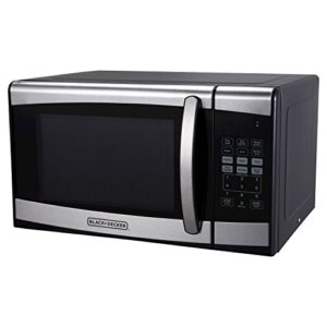 black+decker em925aze-p 0.9 cubic foot 900 watt stainless steel microwave with turntable, cu.ft, black/silver