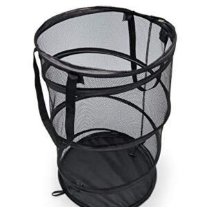 Camco Pop Collapsible Mesh Hamper Basket with Handles-Easy to Store and Clean, Perfect for Travel, Dorms, and More, Minimizes Moisture Caused Laundry Odors-Black (51977)