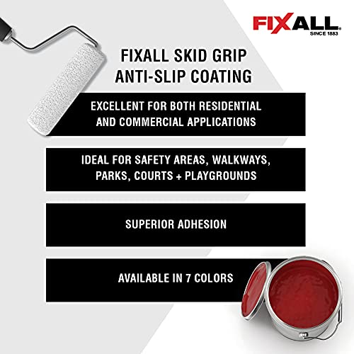 FIXALL Skid Grip Anti-Slip Coating, 1 Gallon, Jet, Exceeds ADA Standards, Ideal for Safety Areas, Slip-Resistant Pavement, Cement & Concrete Paint