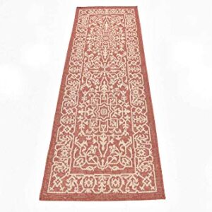 Unique Loom Outdoor Botanical Collection Area Rug - Allover (2' 2" x 6' 1" Runner, Terracotta/ Beige)