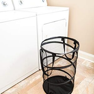 Camco Pop Collapsible Mesh Hamper Basket with Handles-Easy to Store and Clean, Perfect for Travel, Dorms, and More, Minimizes Moisture Caused Laundry Odors-Black (51977)