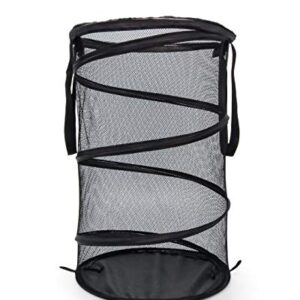 Camco Pop Collapsible Mesh Hamper Basket with Handles-Easy to Store and Clean, Perfect for Travel, Dorms, and More, Minimizes Moisture Caused Laundry Odors-Black (51977)