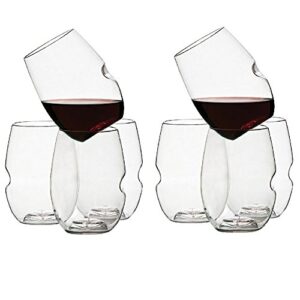 govino go anywhere wine glasses | dishwasher safe, flexible, shatterproof, and recyclable | 16 oz. each | set of 8.