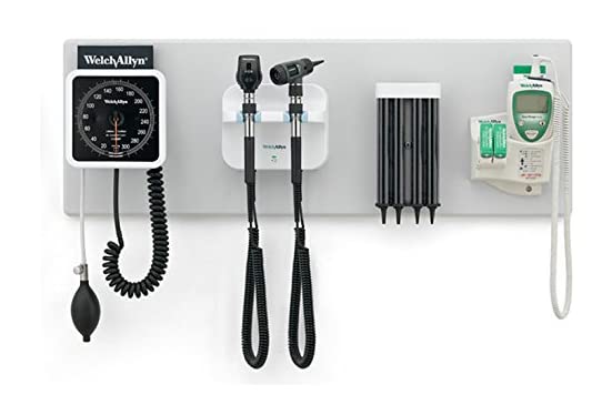 Welch Allyn Green Series 777 Integrated Wall Diagnostic System Including Wall Aneroid Sphygmomanometer, SureTemp Plus 690 Electronic Thermometer, Wall Transformer, Coaxial Ophthalmoscope