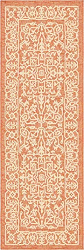 Unique Loom Outdoor Botanical Collection Area Rug - Allover (2' 2" x 6' 1" Runner, Terracotta/ Beige)