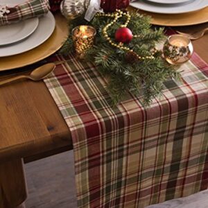 DII Give Thanks Plaid Fall Table Decor, Autumn & Thanksgiving Tabletop Linens, 14x72 Table Runner