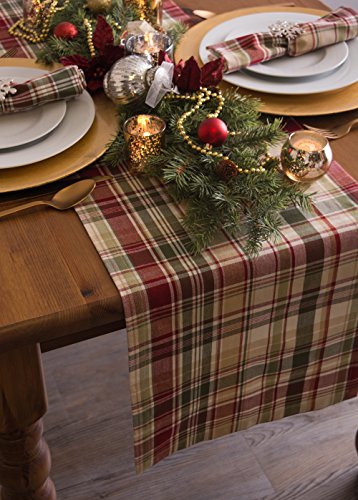 DII Give Thanks Plaid Fall Table Decor, Autumn & Thanksgiving Tabletop Linens, 14x72 Table Runner