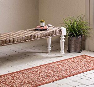 Unique Loom Outdoor Botanical Collection Area Rug - Allover (2' 2" x 6' 1" Runner, Terracotta/ Beige)