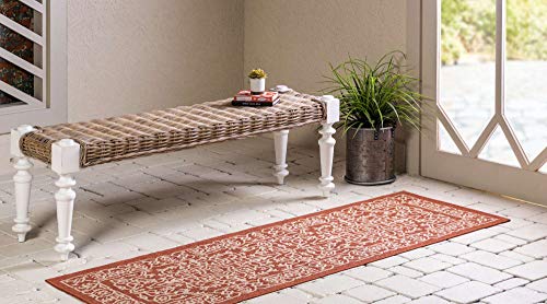 Unique Loom Outdoor Botanical Collection Area Rug - Allover (2' 2" x 6' 1" Runner, Terracotta/ Beige)