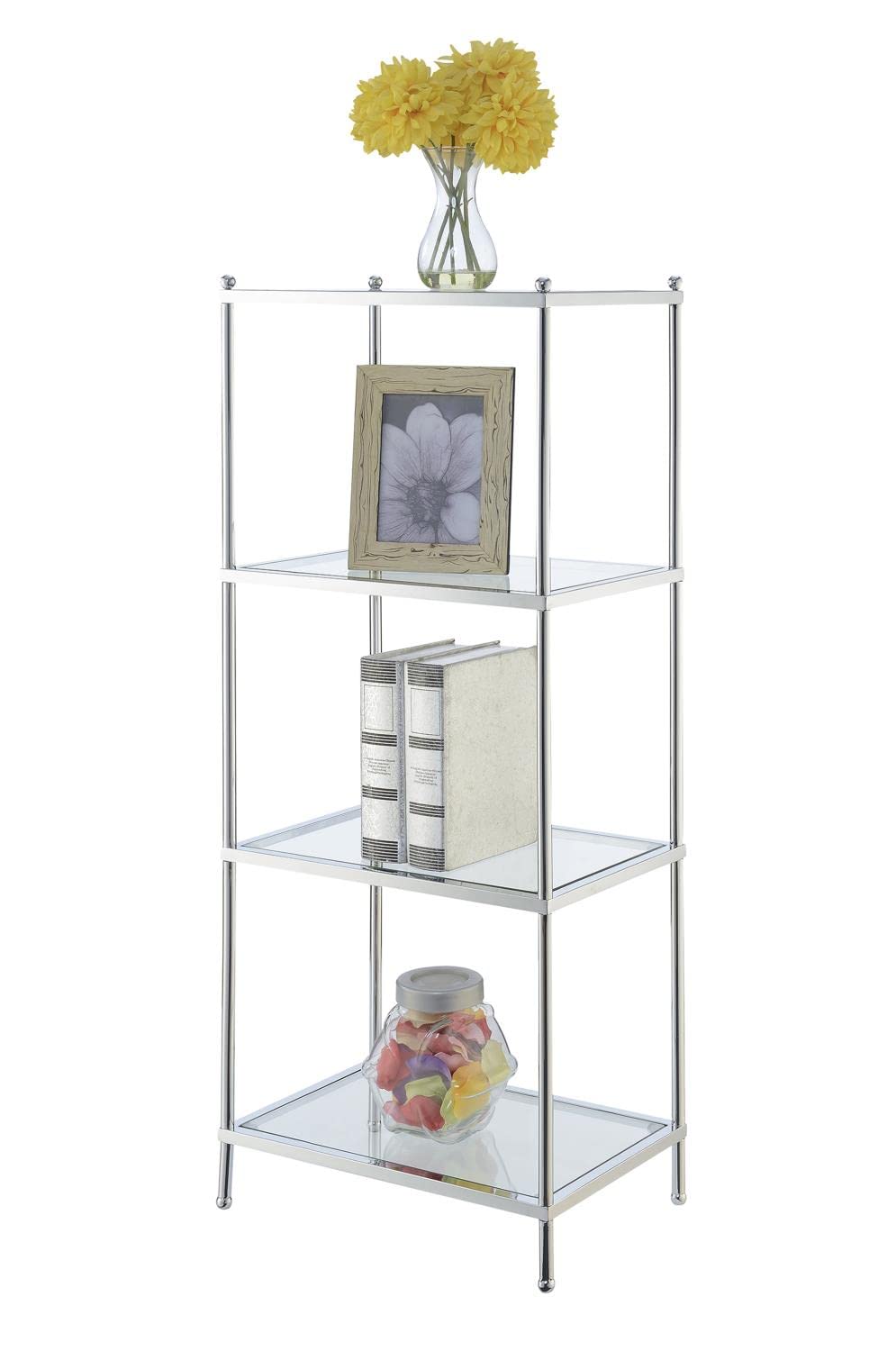 Convenience Concepts Royal Crest 4 Tier Tower, Chrome / Glass