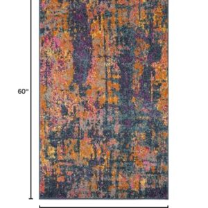 SAFAVIEH Madison Collection Accent Rug - 3' x 5', Blue & Orange, Modern Boho Abstract Design, Non-Shedding & Easy Care, Ideal for High Traffic Areas in Entryway, Living Room, Bedroom (MAD143A)