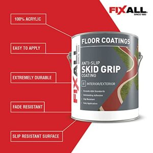 FIXALL Skid Grip Anti-Slip Coating, 1 Gallon, Jet, Exceeds ADA Standards, Ideal for Safety Areas, Slip-Resistant Pavement, Cement & Concrete Paint