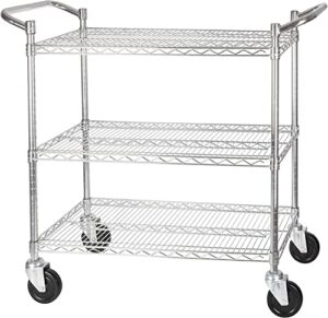 winco heavy-duty 3-tier wire utility cart, 800 pound capacity, 18" x 36"