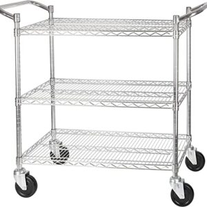 Winco Heavy-Duty 3-Tier Wire Utility Cart, 800 Pound Capacity, 18" x 36"