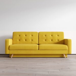 meble furniture & rugs vegas futon sofa bed, queen sleeper with storage, yellow