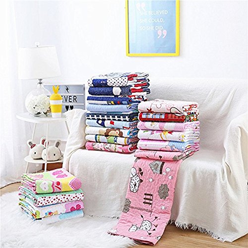 ABREEZE Cotton Coverlet Quilt Bedspread Girls Throw Blanket 43" X 51" Toddlers and Baby Quilt Nursery Bed Blanket Princess Rose Red Nursery Quilted Blanket