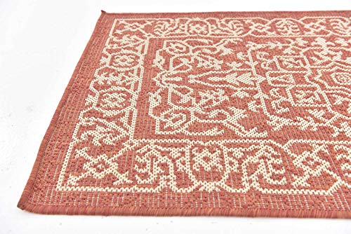 Unique Loom Outdoor Botanical Collection Area Rug - Allover (2' 2" x 6' 1" Runner, Terracotta/ Beige)