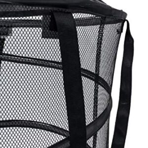 Camco Pop Collapsible Mesh Hamper Basket with Handles-Easy to Store and Clean, Perfect for Travel, Dorms, and More, Minimizes Moisture Caused Laundry Odors-Black (51977)