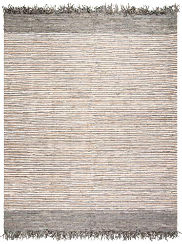 SAFAVIEH Vintage Leather Collection Area Rug - 6' x 9', Grey & Multi, Handmade Boho Fringe Leather, Ideal for High Traffic Areas in Living Room, Bedroom (VTL373A)