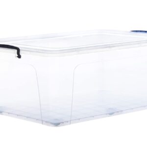 Superio Clear Storage Bin with Lid, Large Stackable Container with Lid, 32 Quart Wheeled Storage Box for Home, Tote for Garage, Storage, Clothing