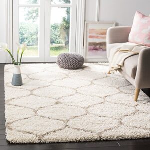 safavieh hudson shag collection area rug - 10' x 14', ivory & beige, moroccan ogee trellis design, non-shedding & easy care, 2-inch thick ideal for high traffic areas in living room, bedroom (sgh280d)