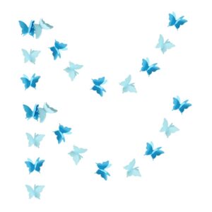 zilue butterfly banner decorative paper garland for wedding baby shower birthday theme decor 110 inches long pack of 2 pieces blue