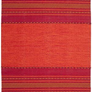 SAFAVIEH Montauk Collection Area Rug - 5' x 8', Orange & Red, Handmade Flat Weave Cotton, Ideal for High Traffic Areas in Living Room, Bedroom (MTK215A)