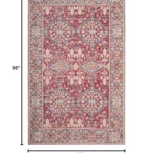 SAFAVIEH Classic Vintage Collection Area Rug - 5' x 8', Red & Multi, Oriental Distressed Cotton Design, Easy Care, Ideal for High Traffic Areas in Living Room, Bedroom (CLV302A)