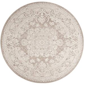 SAFAVIEH Reflection Collection Area Rug - 6'7" Round, Beige & Cream, Vintage Distressed Design, Non-Shedding & Easy Care, Ideal for High Traffic Areas in Living Room, Bedroom (RFT664A)