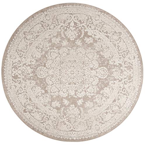 SAFAVIEH Reflection Collection Area Rug - 6'7" Round, Beige & Cream, Vintage Distressed Design, Non-Shedding & Easy Care, Ideal for High Traffic Areas in Living Room, Bedroom (RFT664A)