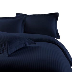 sheetsnthings 8 piece bed in a bag full size set includes: 100% cotton, 300tc striped navy (sheet set + duvet cover set) + all season white down alternative comforter