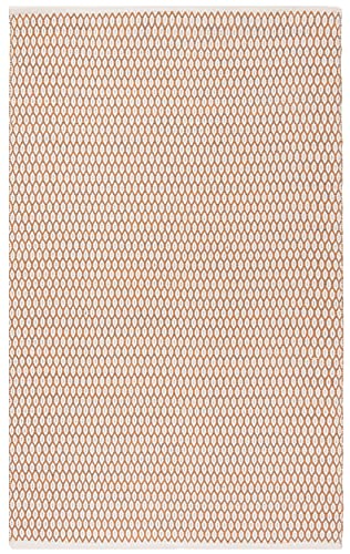 SAFAVIEH Montauk Collection Area Rug - 5' x 8', Orange & Ivory, Handmade Cotton, Ideal for High Traffic Areas in Living Room, Bedroom (MTK608D)