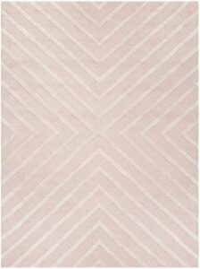 safavieh kids collection accent rug - 3' x 5', pink & ivory, handmade geometric wool, ideal for high traffic areas in entryway, living room, bedroom (sfk920p)