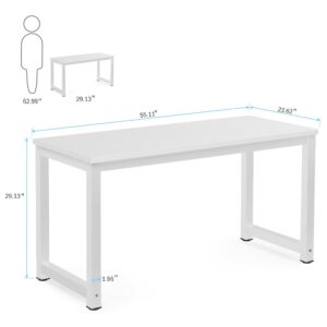 Tribesigns Computer Desk, 55 inch Large Office Desk Computer Table Study Writing Desk for Home Office, White + White Leg