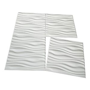 Art3d PVC Wave Board Textured 3D Wall Panels, White, 19.7" x 19.7" (12 Pack)