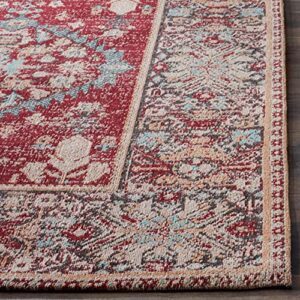 SAFAVIEH Classic Vintage Collection Area Rug - 5' x 8', Red & Multi, Oriental Distressed Cotton Design, Easy Care, Ideal for High Traffic Areas in Living Room, Bedroom (CLV302A)