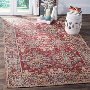 safavieh classic vintage collection area rug - 5' x 8', red & multi, oriental distressed cotton design, easy care, ideal for high traffic areas in living room, bedroom (clv302a)