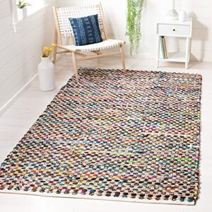 safavieh cape cod collection accent rug - 4' x 6', natural & multi, handmade boho braided jute, ideal for high traffic areas in entryway, living room, bedroom (cap302a)