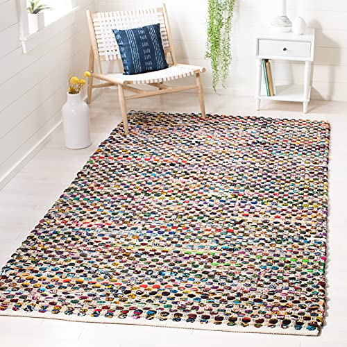 SAFAVIEH Cape Cod Collection Accent Rug - 4' x 6', Natural & Multi, Handmade Boho Braided Jute, Ideal for High Traffic Areas in Entryway, Living Room, Bedroom (CAP302A)