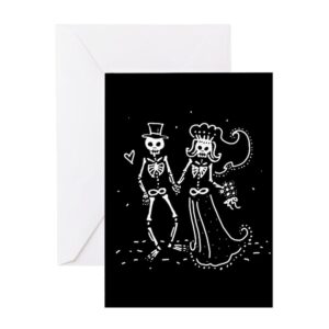 cafepress skeleton bride and groom folded greeting card matte