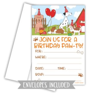 Puppy Dog Birthday Party Invitations (20 Count) With Envelopes