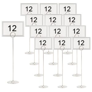 tosnail 12 pack 12" tall stainless steel table number holder table card holder table number stand place card holder table photo holders