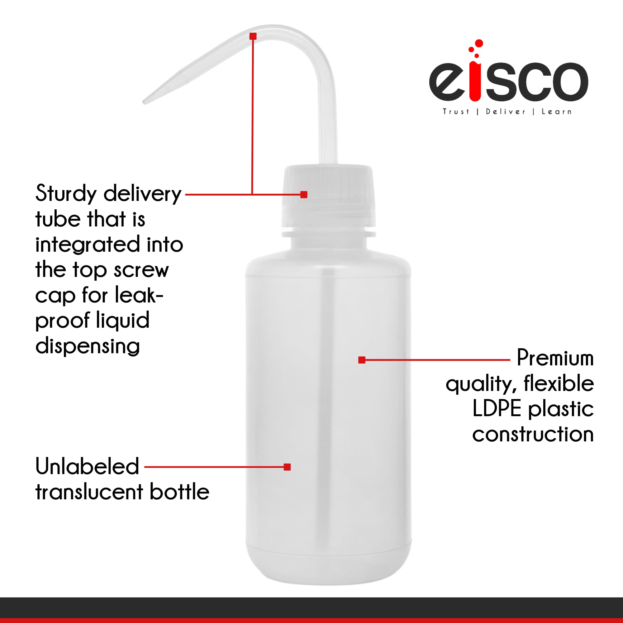 EISCO Extra Large Wash Bottle, Premium LDPE Plastic, 33.8oz (1000mL/1L) Capacity, Squeeze Bottle