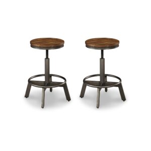 signature design by ashley torjin industrial 24" adjustable height barstool, 2 count, brown